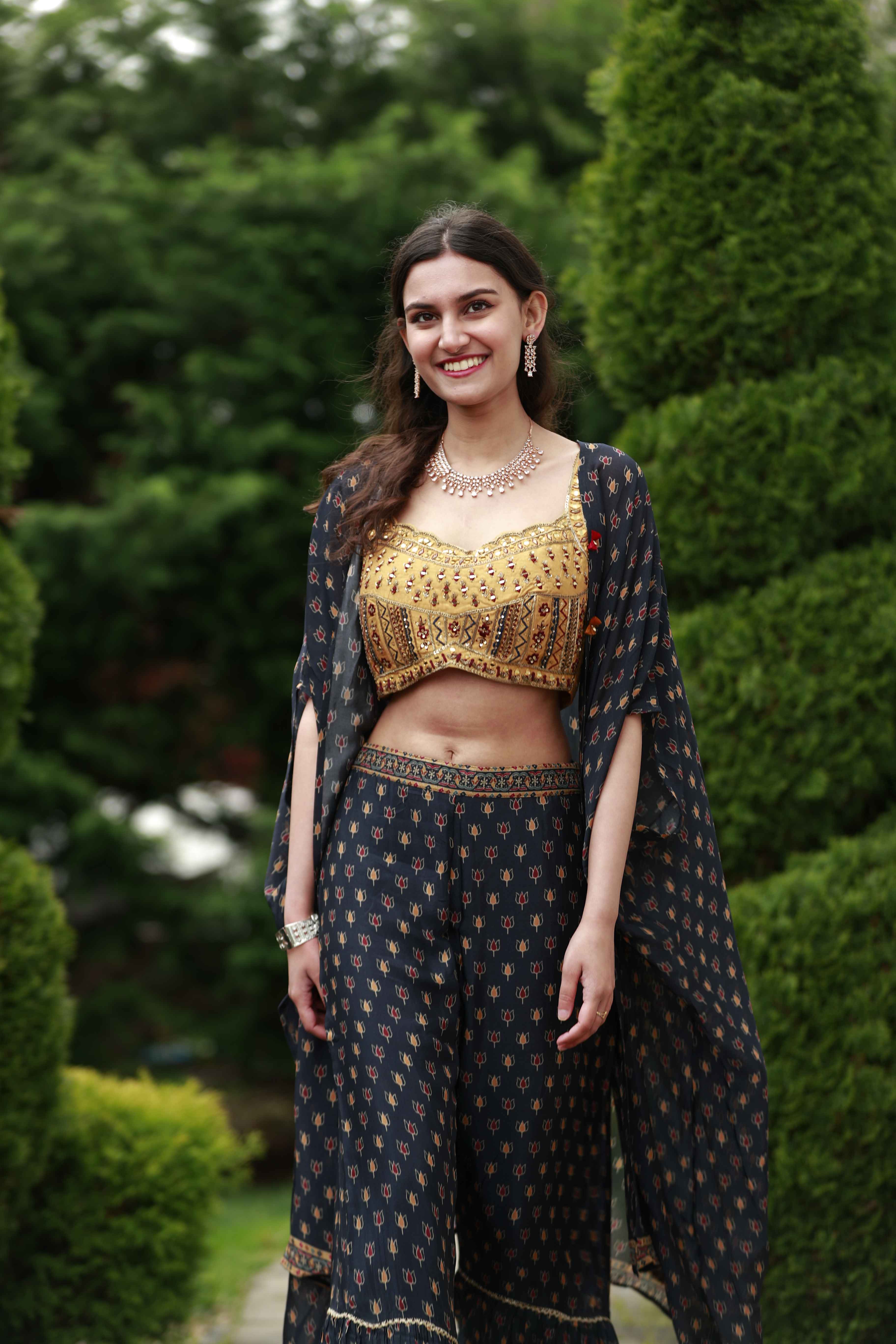 Beautiful Brown And Light Mustard Yellow Colored Heavy Embroidered 3PC