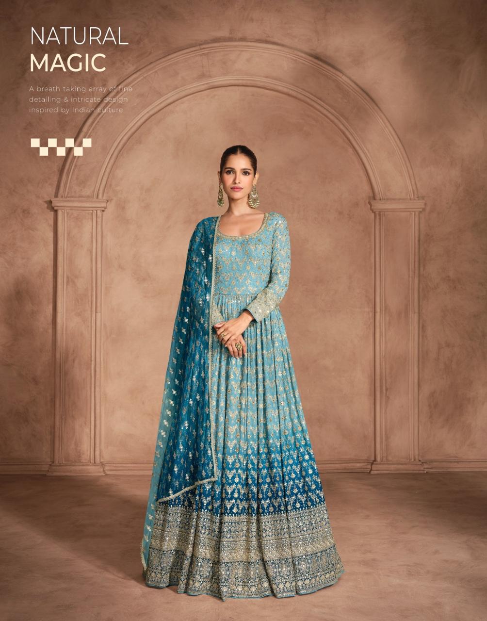 Embroidered Elegance Georgette Dress with Embroidered Net Dupatta ...